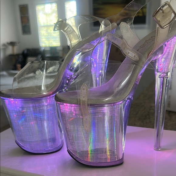Pleaser | Shoes | Pleaser Silver And Purple Platform Heels With Led ...
